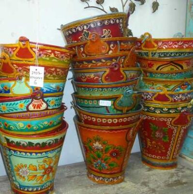 Hand Painted Buckets - JUGs Indian Furniture and Accessories